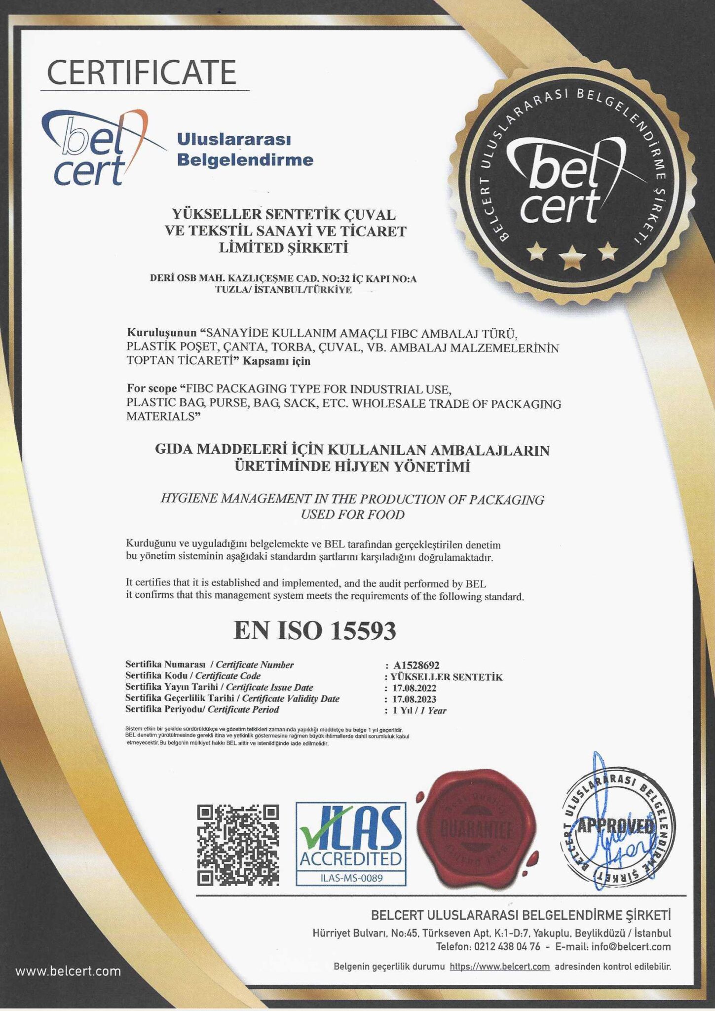 EN ISO 15593 - Yükseller Sentetik